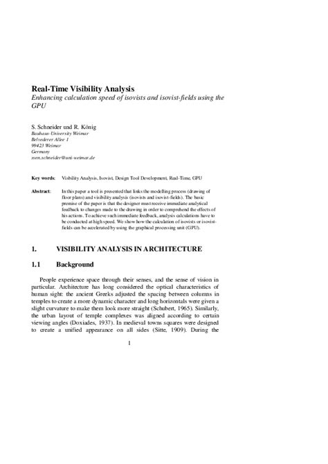 Pdf Real Time Visibility Analysis Enhancing Calculation Speed Of