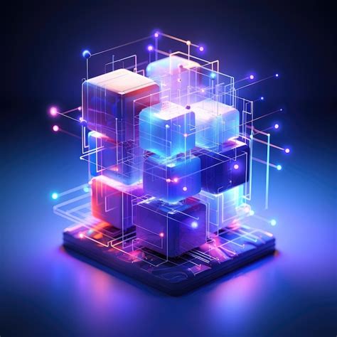 Premium Ai Image Glowing Technological Cubes With Interconnected Light Nodes On Dark Gradient