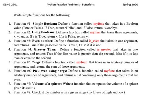 Solved Eeng 2301 Python Practice Problems Functions Spring