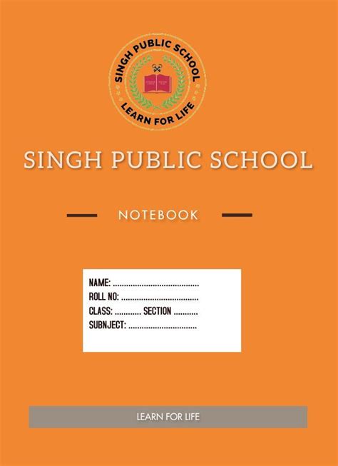 Copy Cover Page Singh Public School Notebook