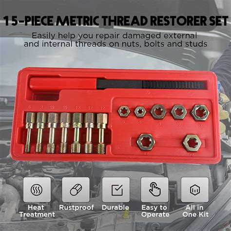 Thread Chaser Kit 15 Piece Metric Thread Chaser Set Thread Repair Kit