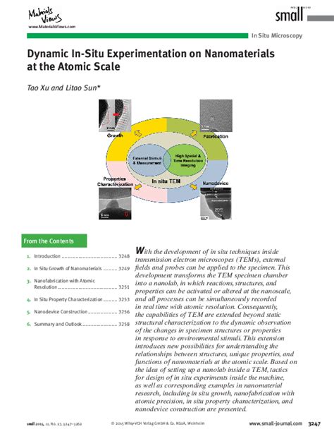 Pdf Dynamic In Situ Experimentation On Nanomaterials At The Atomic Scale