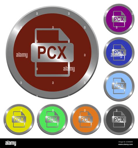 Pcx File Format Icons In Color Glossy Coin Like Buttons Stock Vector Image And Art Alamy