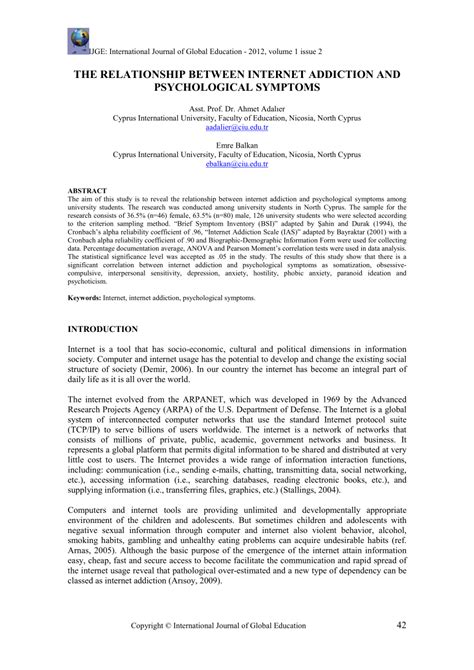 Pdf The Relationship Between Internet Addiction And Psychological
