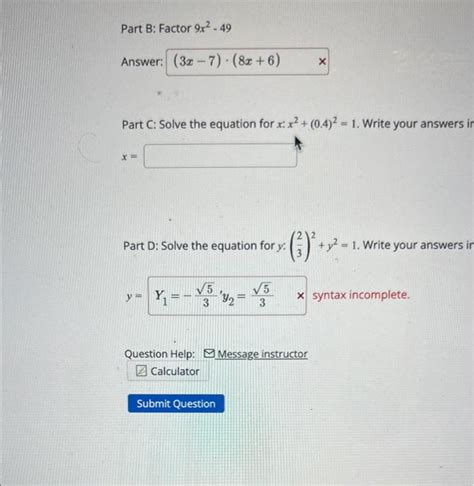 Solved Part C Solve The Equation For Xx20421 Write
