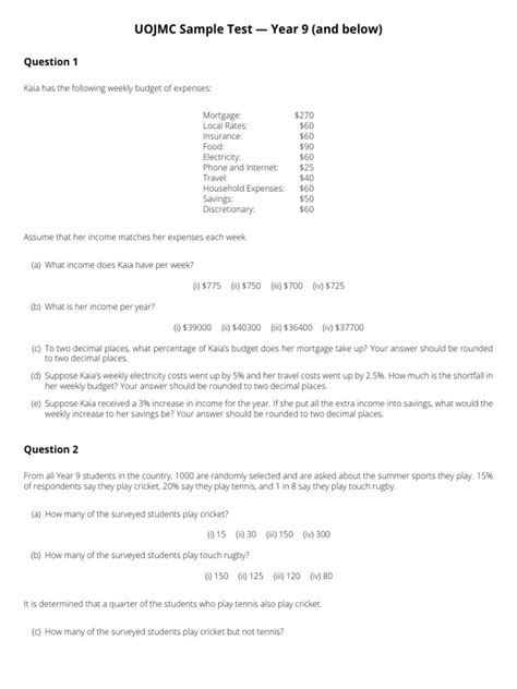 Sample Questions Year 9 Pdf Series And Parallel Circuits