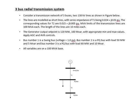 solved 3 bus radial transmission system consider a