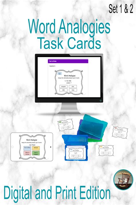 Word Analogies Task Cards Word Relationships Activity Word Analogies Word Relationships