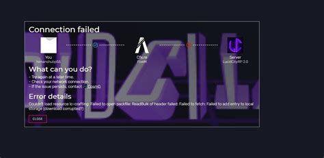 Couldn T Load Resource Lc Crafting Failed To Open Packfile ReadBulk Of Header Failed Failed