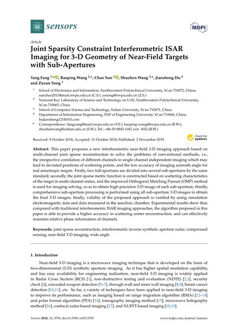 pdf joint sparsity constraint interferometric isar imaging for 3 d