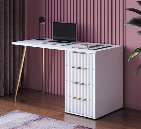 Письменный стол Волна с ящиками универсальный белый с металлическими ножками окраска в цвет