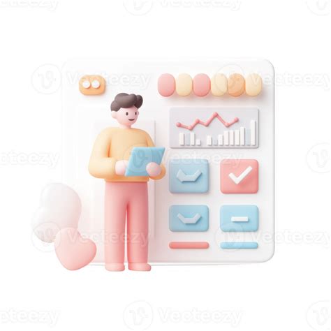 Colorful Illustration Of A Person Analyzing Data On A Digital Dashboard 54128823 Png