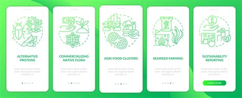 Agricultural Trends Green Gradient Onboarding Mobile App Screen Farming Walkthrough 5 Steps