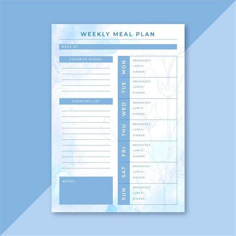 Plantilla De Plan De Comidas Semanal Vector Gratis Plan De Comida