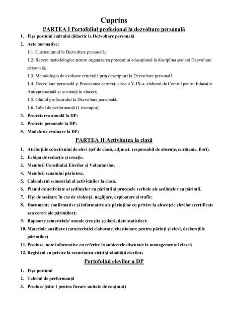 Structura Portofoliului Cadrului Didactic La Dezvoltarea Personalădocx