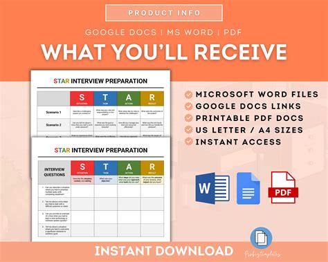 Interview Preparation Star Format Worksheet Template Star Method Job