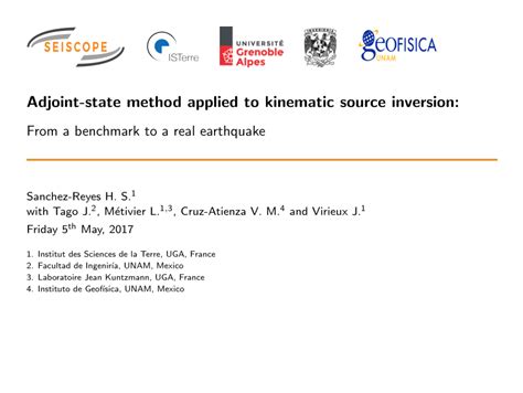 Pdf Adjoint State Method Applied To Kinematic Source Inversion From