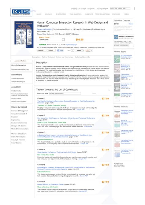 Pdf Human Computer Interaction Research In Web Design And Evaluation