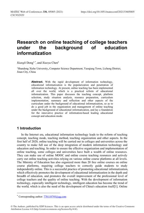 Pdf Research On Online Teaching Of College Teachers Under The Background Of Education