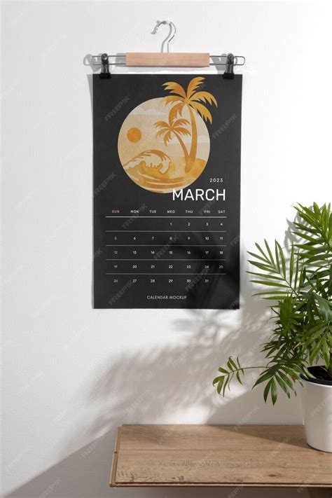 Wall Hanging Calendar Mock Up Design Premium Psd