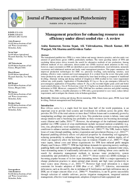 Pdf Management Practices For Enhancing Resource Use Efficiency Under