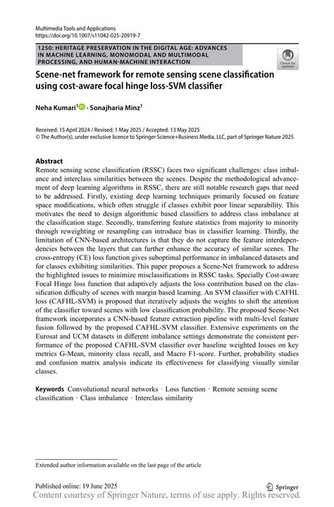 Scene Net Framework For Remote Sensing Scene Classification Using Cost