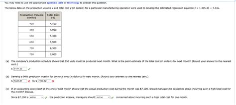 solved cent 5 b develop a 99 prediction interval for