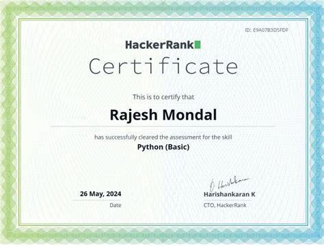 Hackerrank Rajesh Mondal