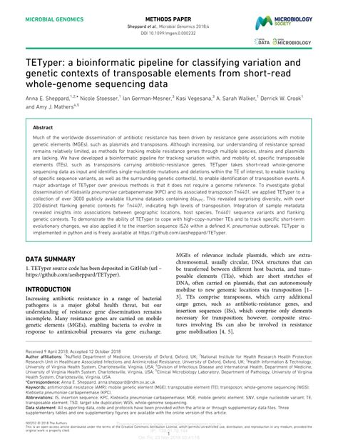 Pdf Tetyper A Bioinformatic Pipeline For Classifying Variation And