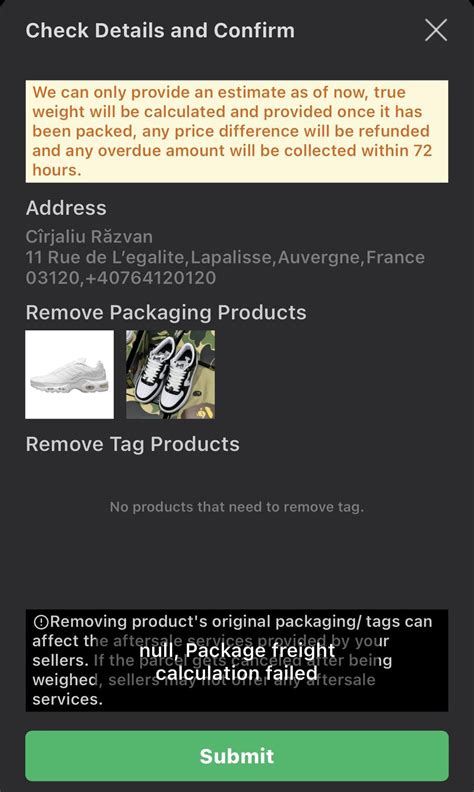 Hi Guys Ive Got This Error “null Package Freight Calculation Failed