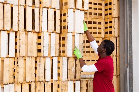 Warehouse Worker Stacking Crates Fruits Vegetables Stock Photos Free Royalty Free Stock