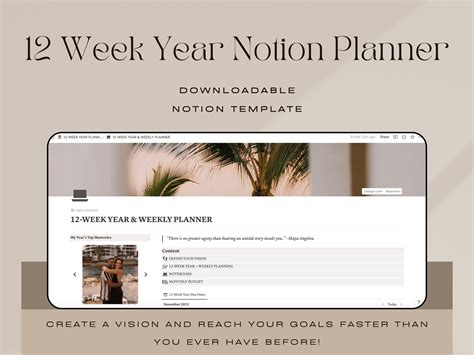 12 Week Year Notion Template Etsy