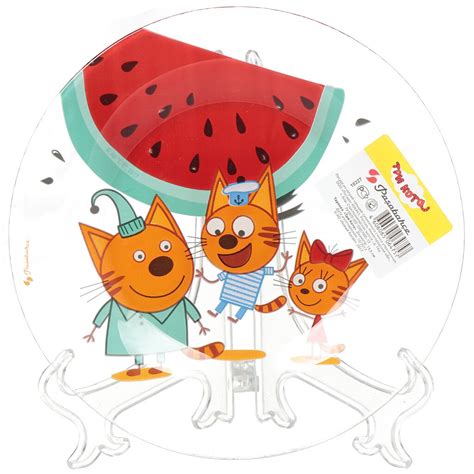 Тарелка детская стеклянная Pasabahce Три кота 10327SLBD52, 195 мм в ...