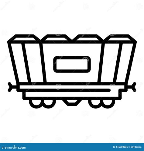 Freight Railway Wagon Icon Outline Style Stock Vector Illustration