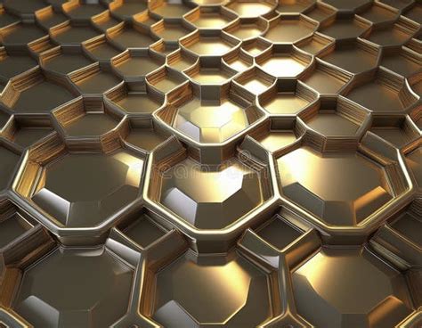 3d Background With Interconnected Hexagonal Patterns And Metallic Finish Stock Image Image Of