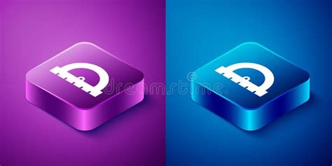 Isometric Protractor Grid For Measuring Degrees Icon Isolated On Blue And Purple Background
