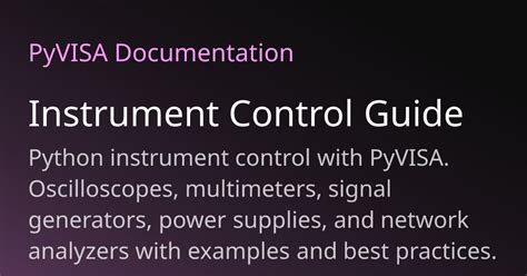 Instrument Control Guide