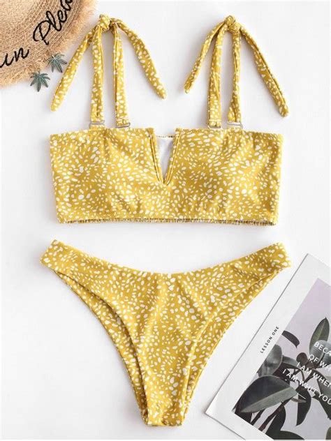 46 Off 2021 Zaful Leopard V Wired Shirred Bandeau Bikini Swimsuit In