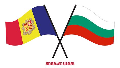 안도라와 불가리아 국기는 교차하고 플랫 스타일을 흔들어 공식 비율 올바른 색상입니다 Friends Of The Earth에 대한 스톡 벡터 아트 및 기타 이미지
