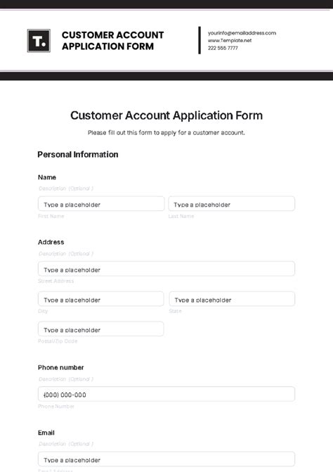 Free Customer Account Application Form Template To Edit Online
