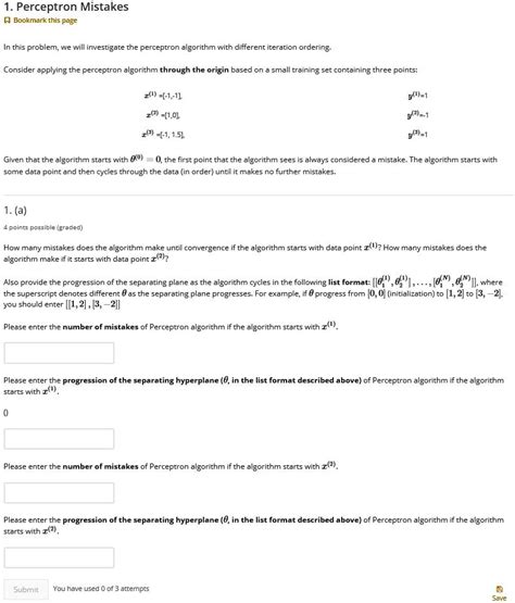 1perceptron Mistakes Bookmark This Page In This Problemwe Will Investigate The Perceptron