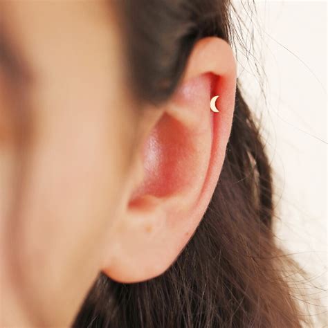 Solid Gold Moon Helix Earring Tish Lyon Lisa Angel