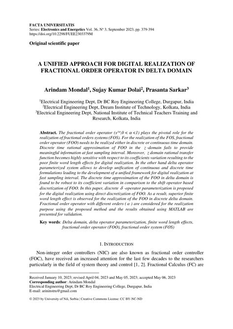 Pdf A Unified Approach For Digital Realization Of Fractional Order Operator In Delta Domain
