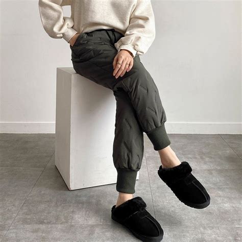 [겨울골프템 발목시보리long] 겨울 방한바지 밴딩 누빔 패딩 조거팬츠 2color