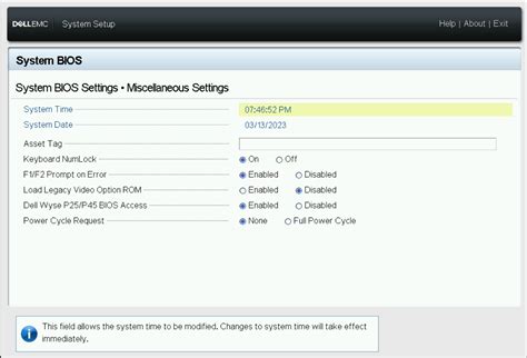 Vxrail Como Redefinir As Configurações Do Bios Para O Padrão E Definir A Hora E A Data Do