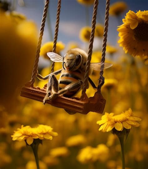 Fantasy Style Bee In Nature AI Generated Image