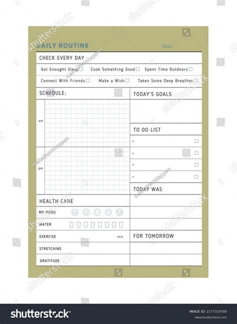 일별 루틴 계획자 템플리트봄 스톡 벡터로열티 프리 2177319789 Shutterstock