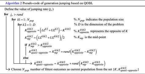 Pseudo Code Of Generation Jumping Based On Qobl Strategy Download