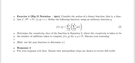 Exercise Big O Notation Pts Consider The Chegg