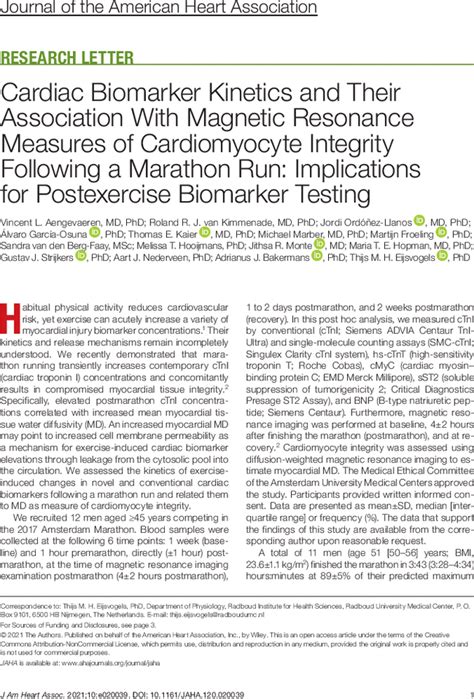 Cardiac Biomarker Kinetics And Their Association With Magnetic